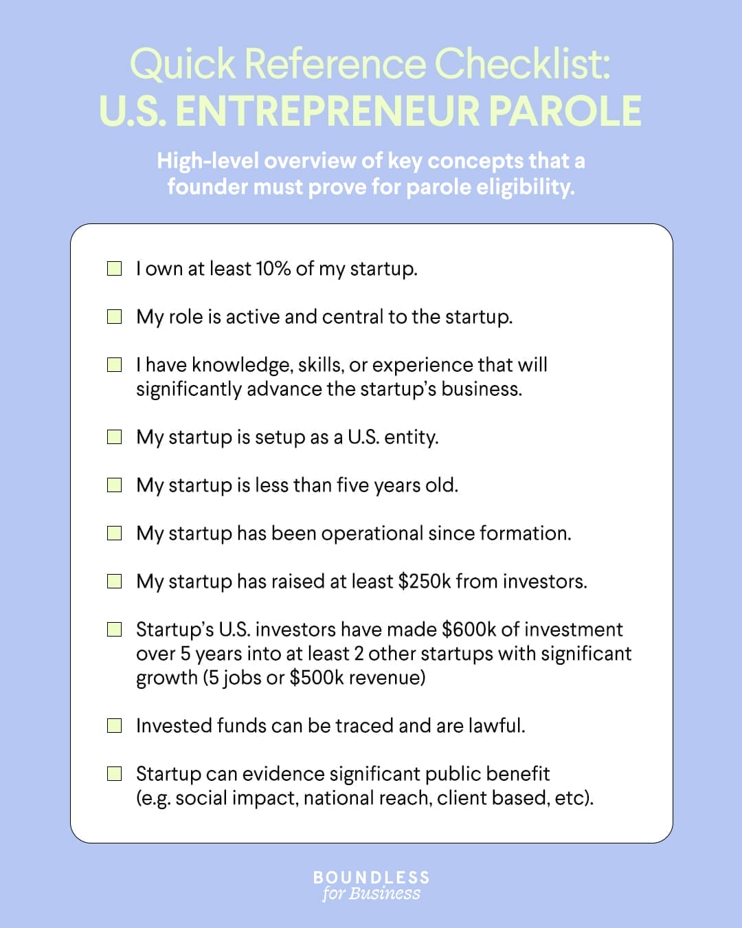 Requirements for the International Entrepreneur Rule - Boundless